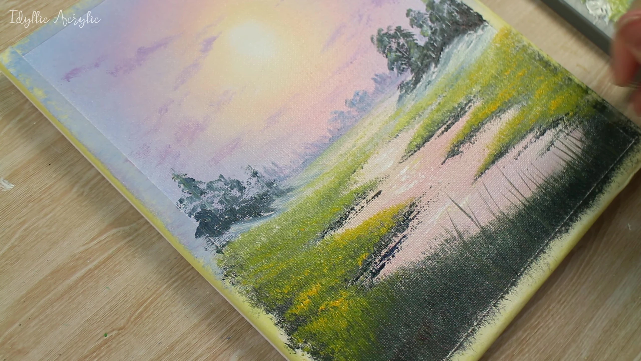 Easy Hazy Sunrise Landscape Painting Tutorial for Beginners