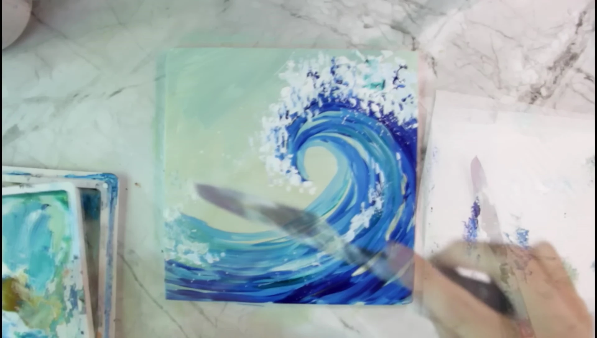 15-Minute Ocean Wave Painting Tutorial: Easy Acrylics for Beginners